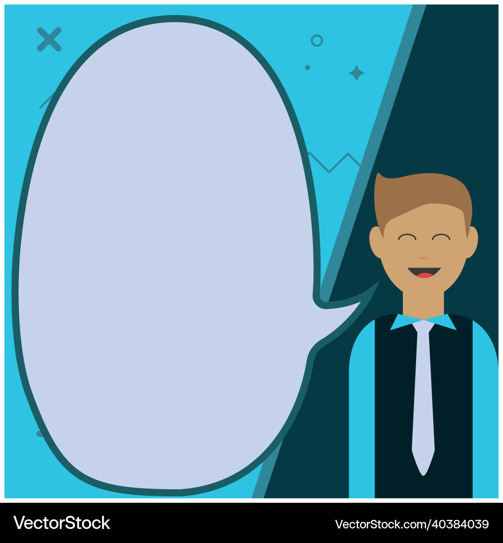 Businessman standing alone presenting new amazing Vector Image