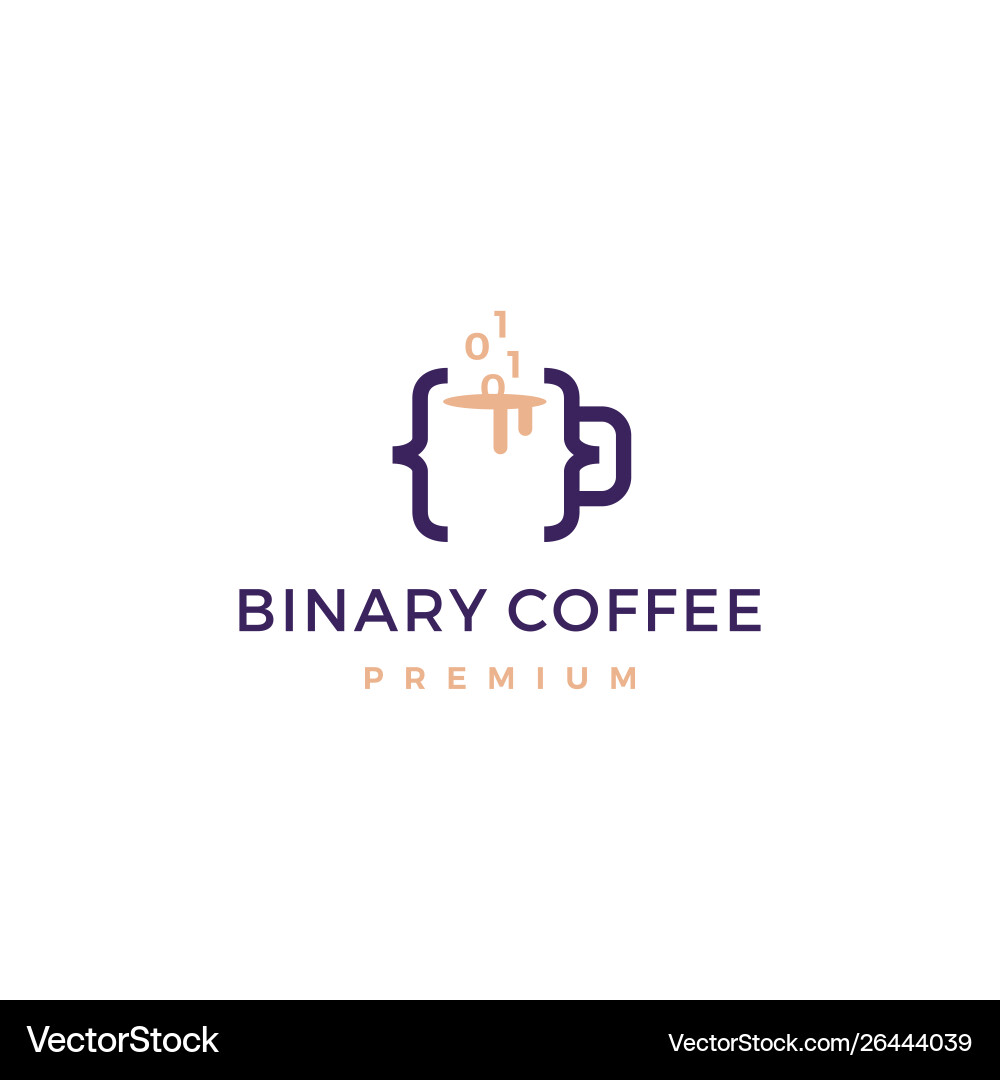 Code binary coffee cafe mug glass logo icon Vector Image