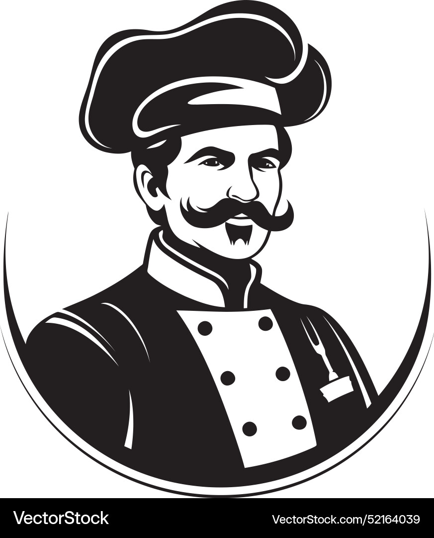 Elegant culinary mastery retro chef Royalty Free Vector