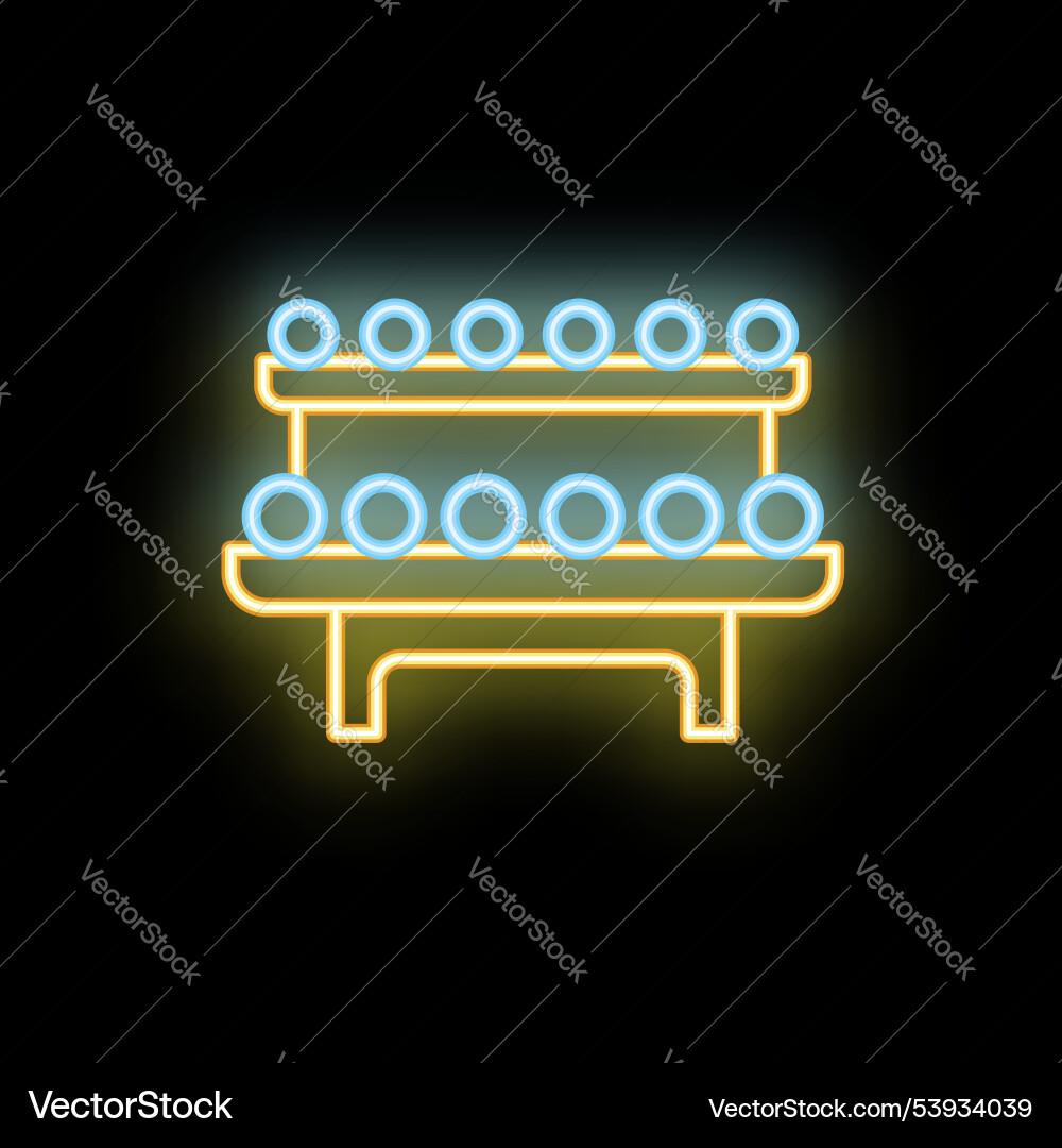 Neon sign of a weight training bench Royalty Free Vector