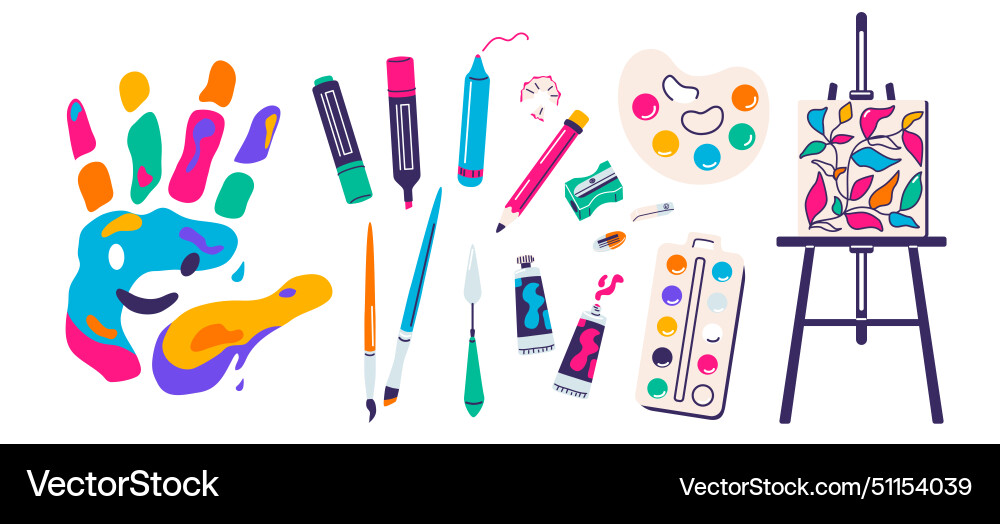 Paint elements painting tools Royalty Free Vector Image