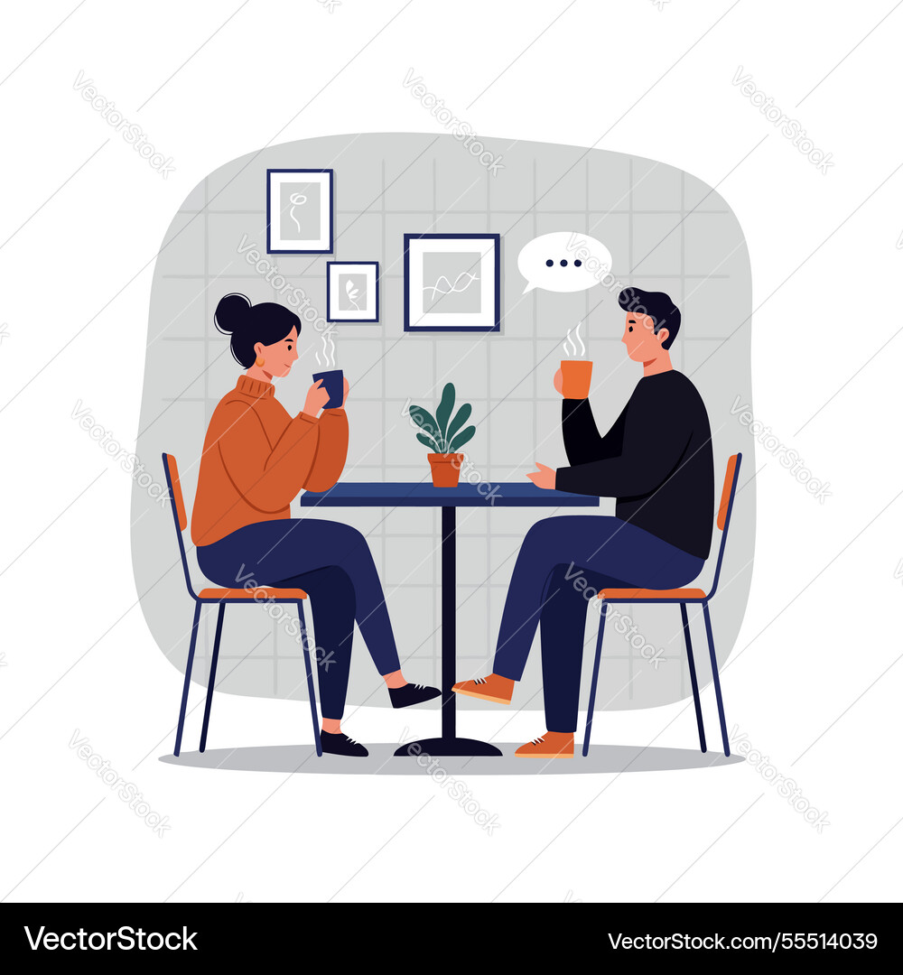 People having coffee together at cafe Royalty Free Vector