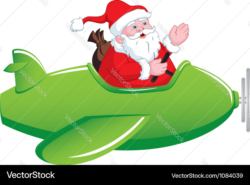 Santa in airplane Royalty Free Vector Image - VectorStock