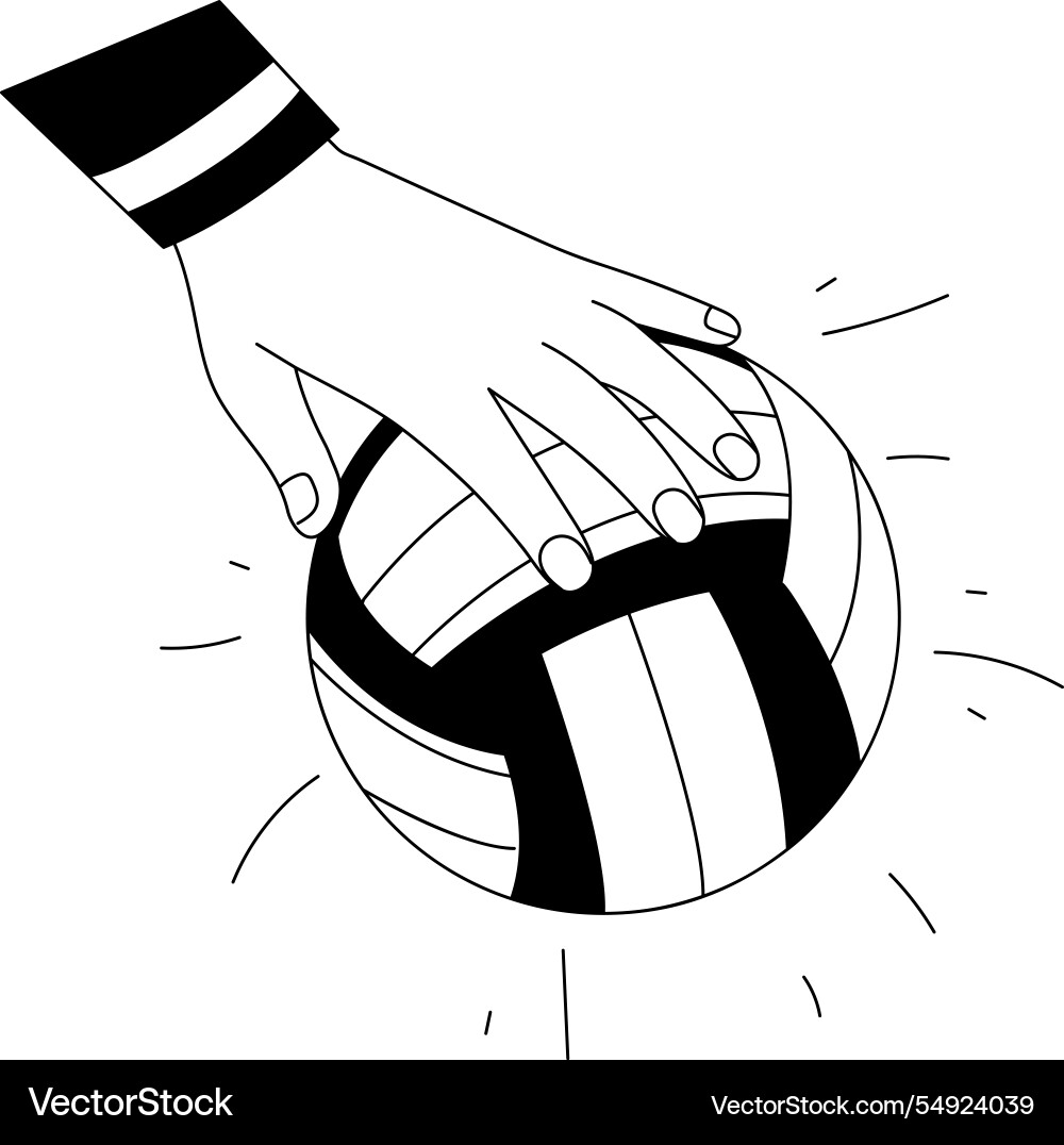 Spiking volleyball in drawing style Royalty Free Vector