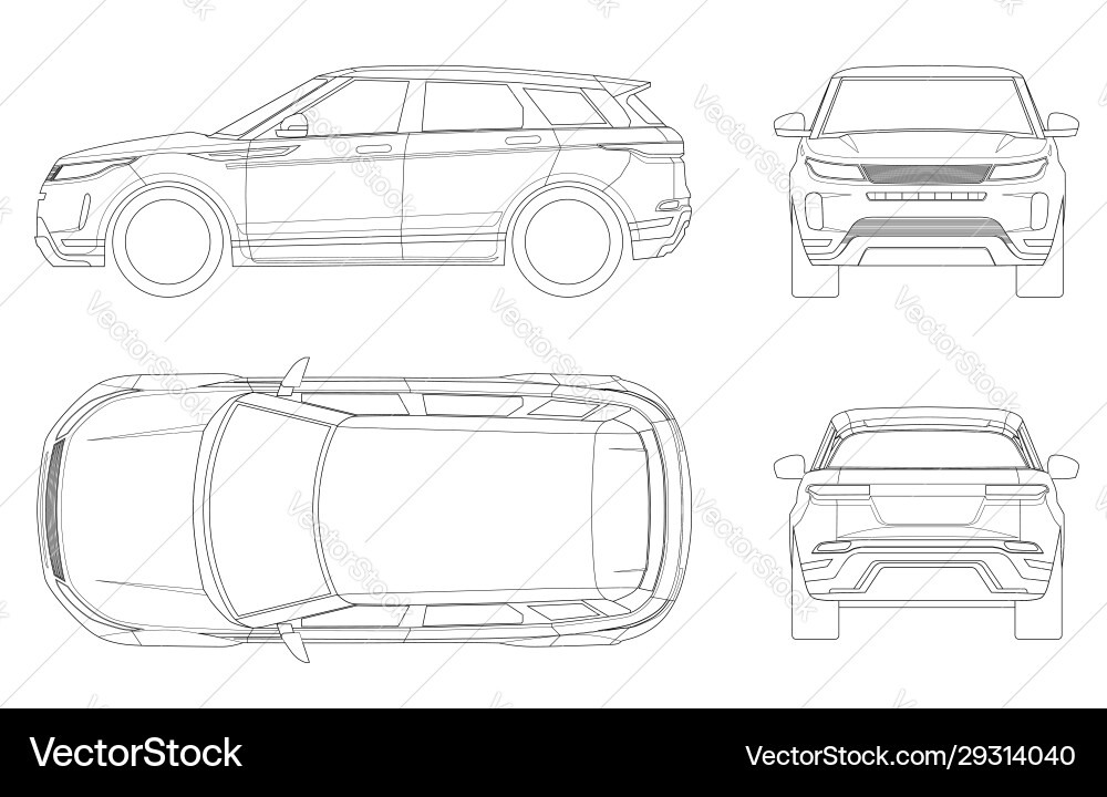Compact Car Outline Template Royalty Free Vector Image