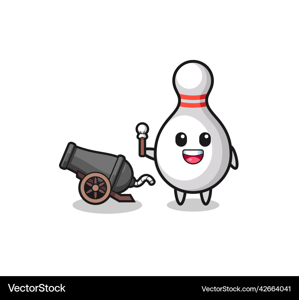 Cartoon Bowling Pin Shooting Cannon Royalty Free Vector