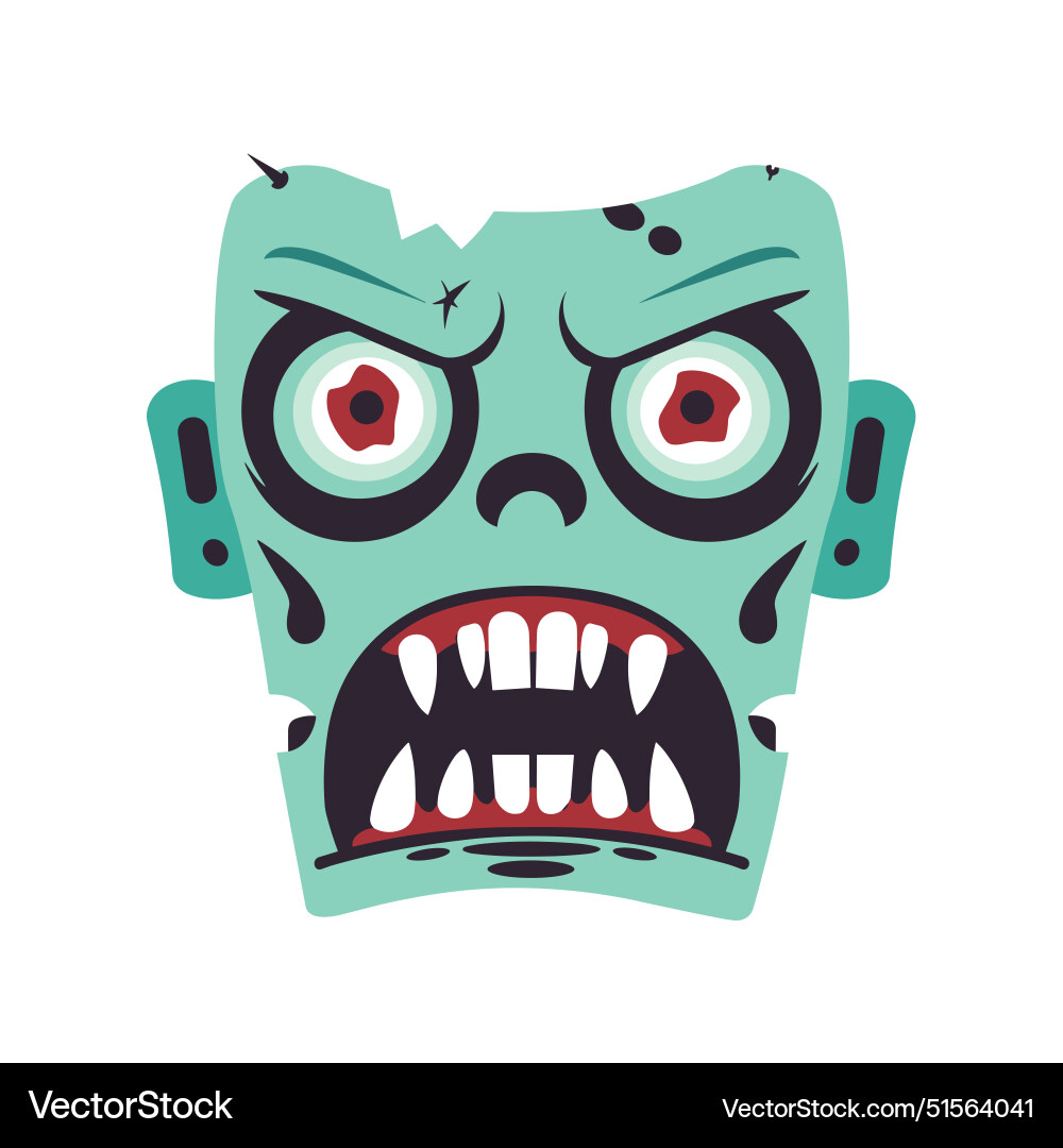 Cartoon zombie head expression showing fear Vector Image