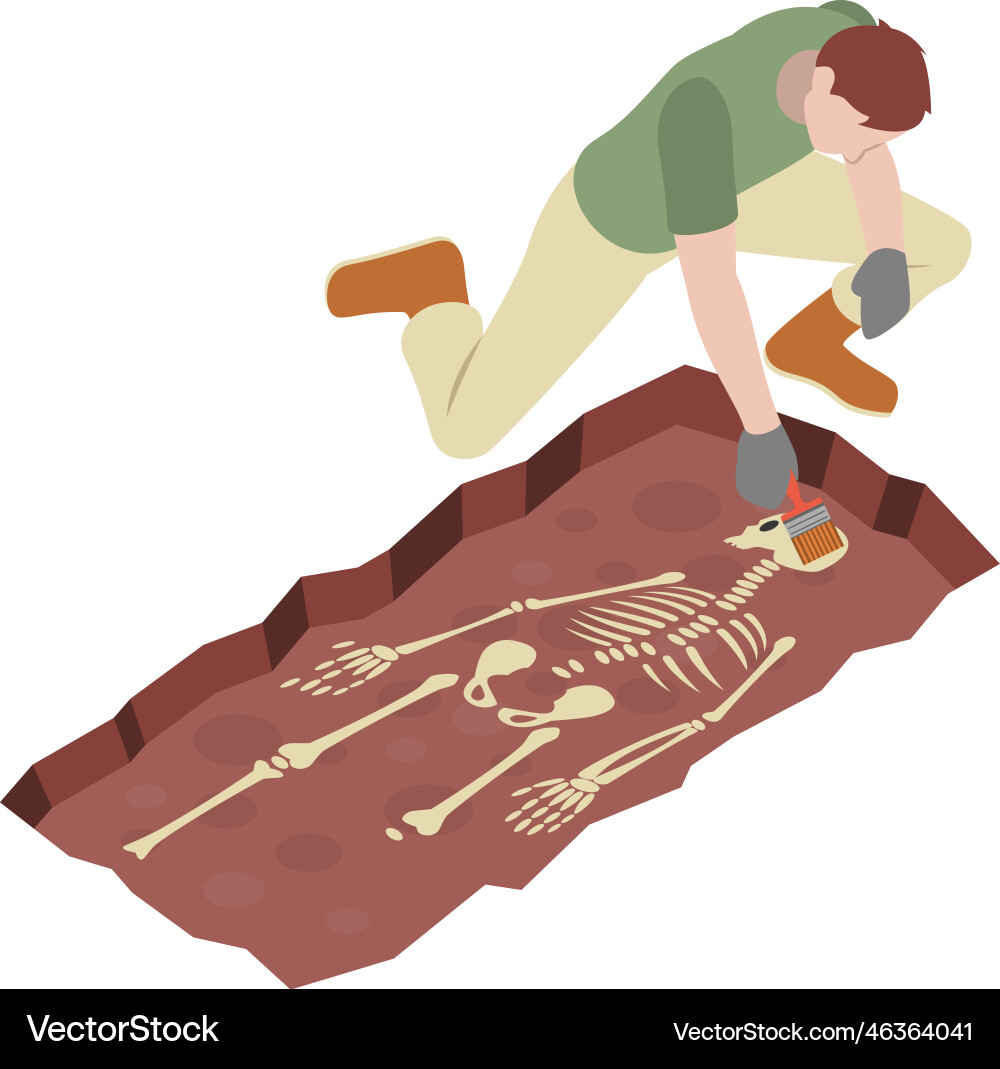 Isometric archeology excavation composition Vector Image