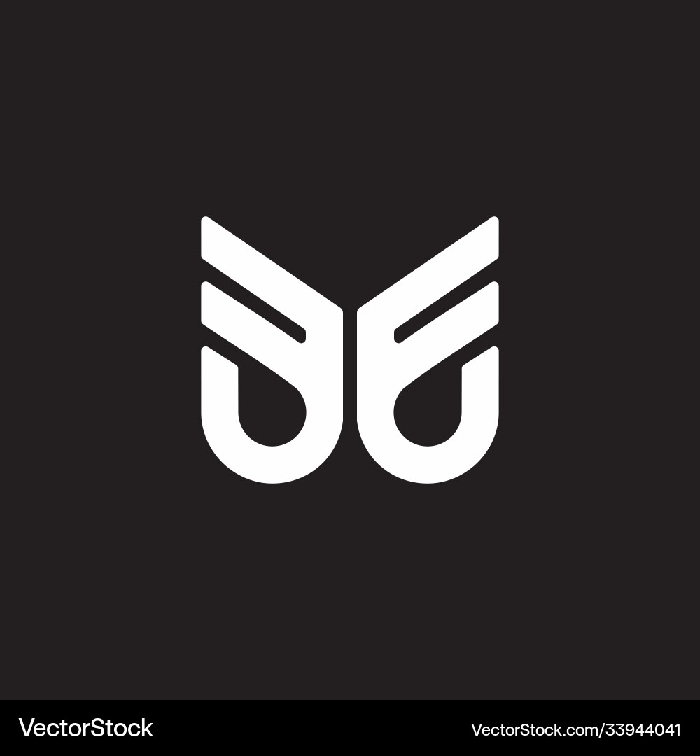 Letter ff simple geometric line wings logo Vector Image