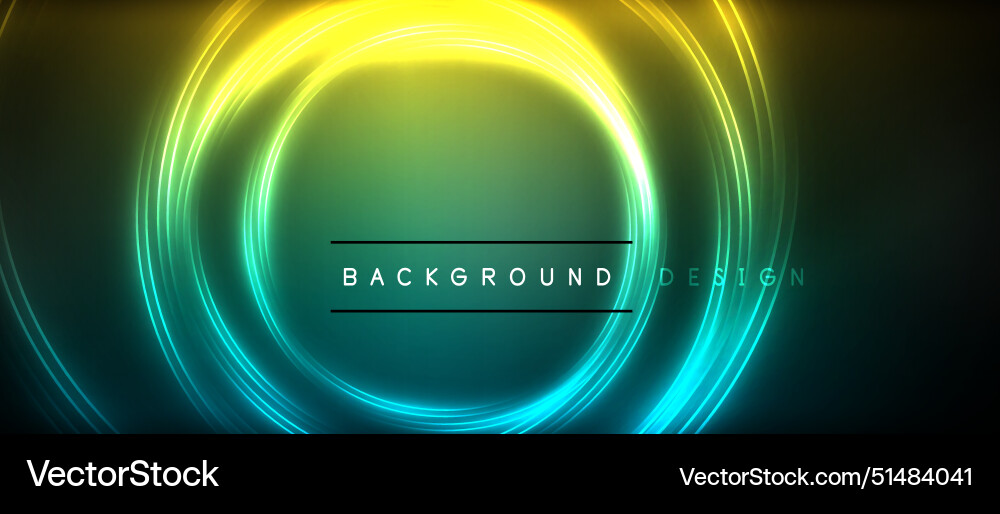 Neon glowing circle rays light round lines Vector Image