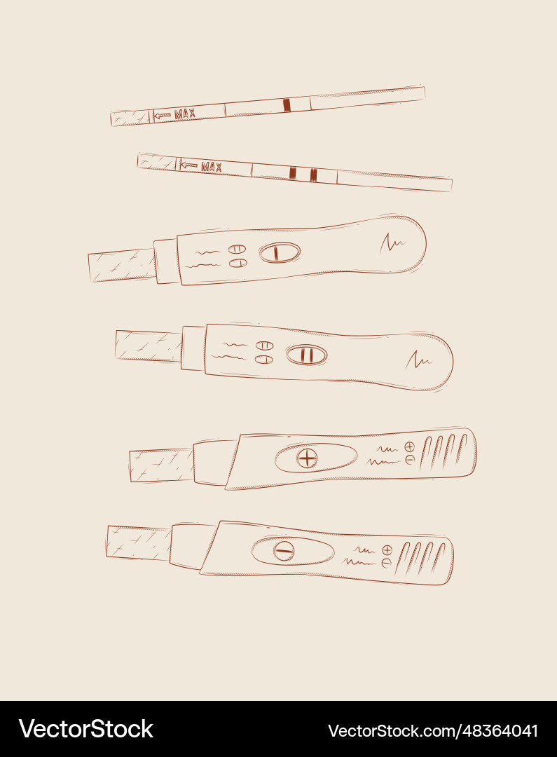 Pregnancy or ovulation tests composition drawing Vector Image