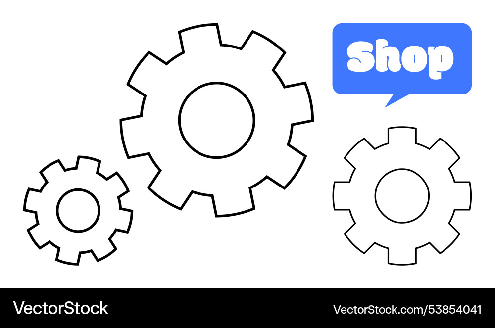Simple gear mechanism with shop text highlight Vector Image