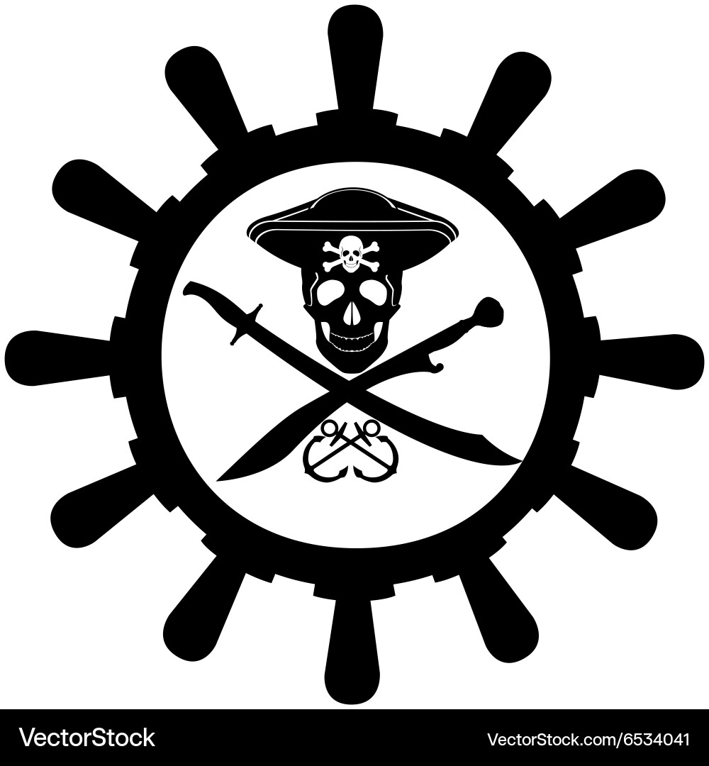 Steering wheel of a pirate ship Royalty Free Vector Image