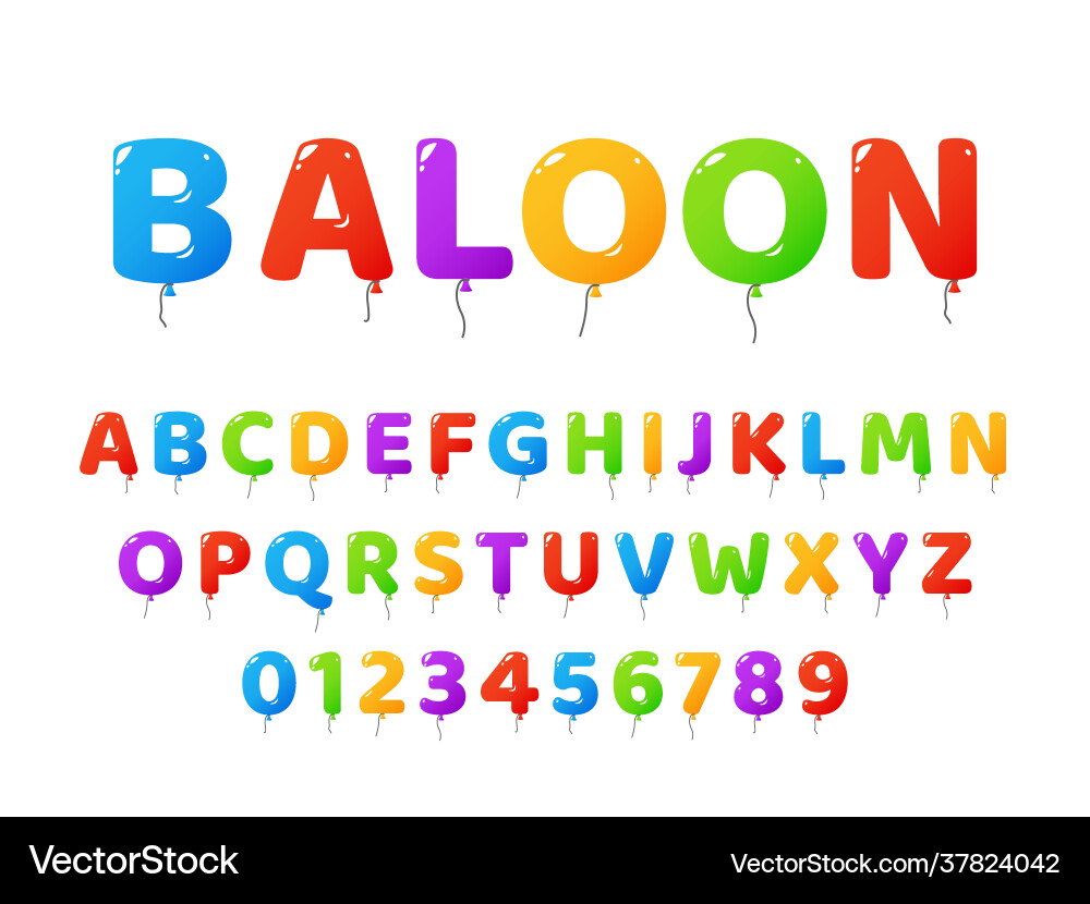 Air balloons font colored letters and numbers Vector Image
