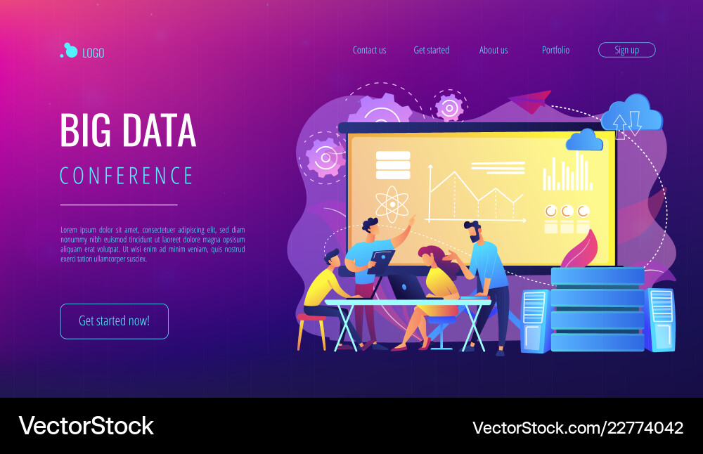 Big Data Conference Landing Page Royalty Free Vector Image