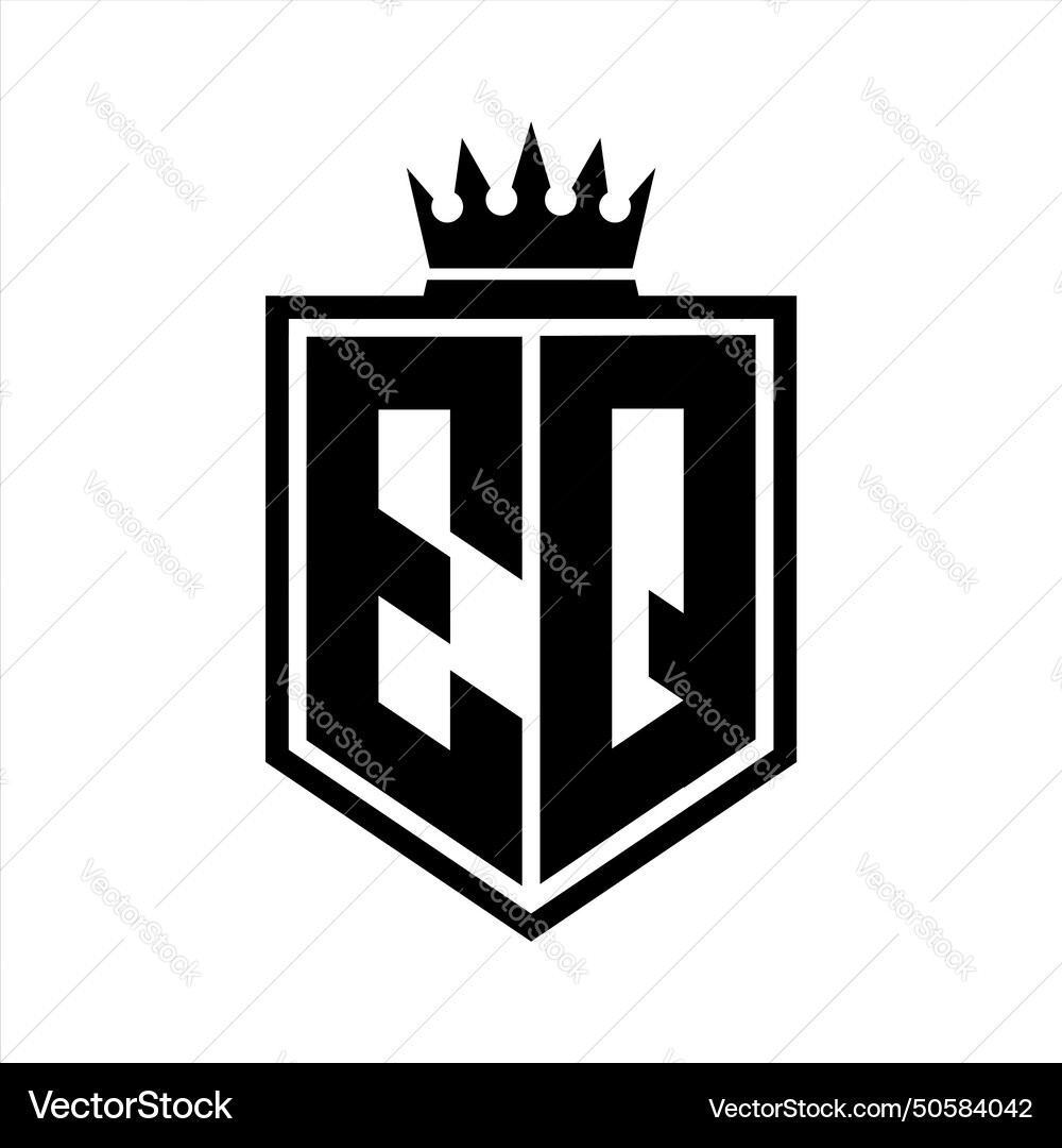 Eq logo monogram bold shield geometric shape Vector Image