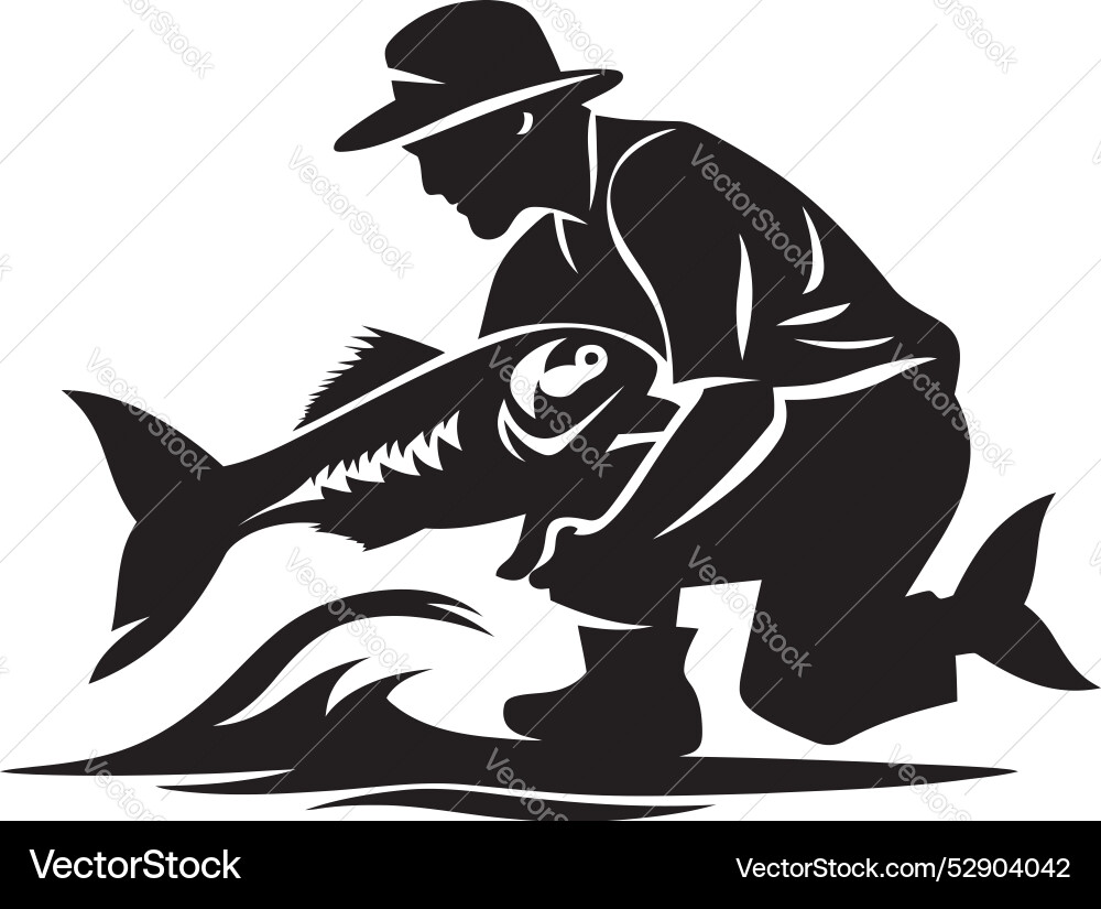 Fisherman logo with modern background progress Vector Image