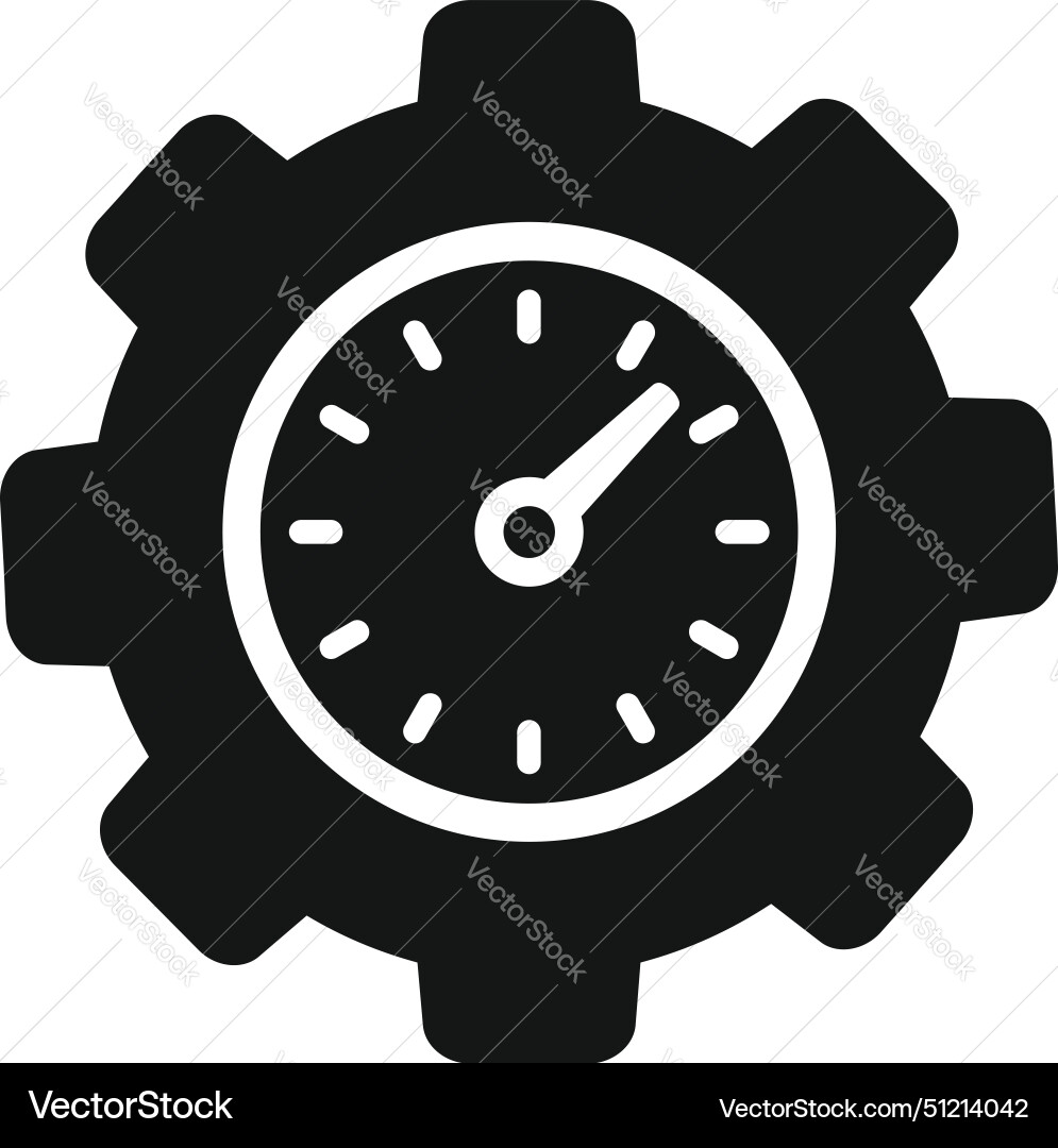 Gear Cog Time Duration Icon Simple Clock Vector Image