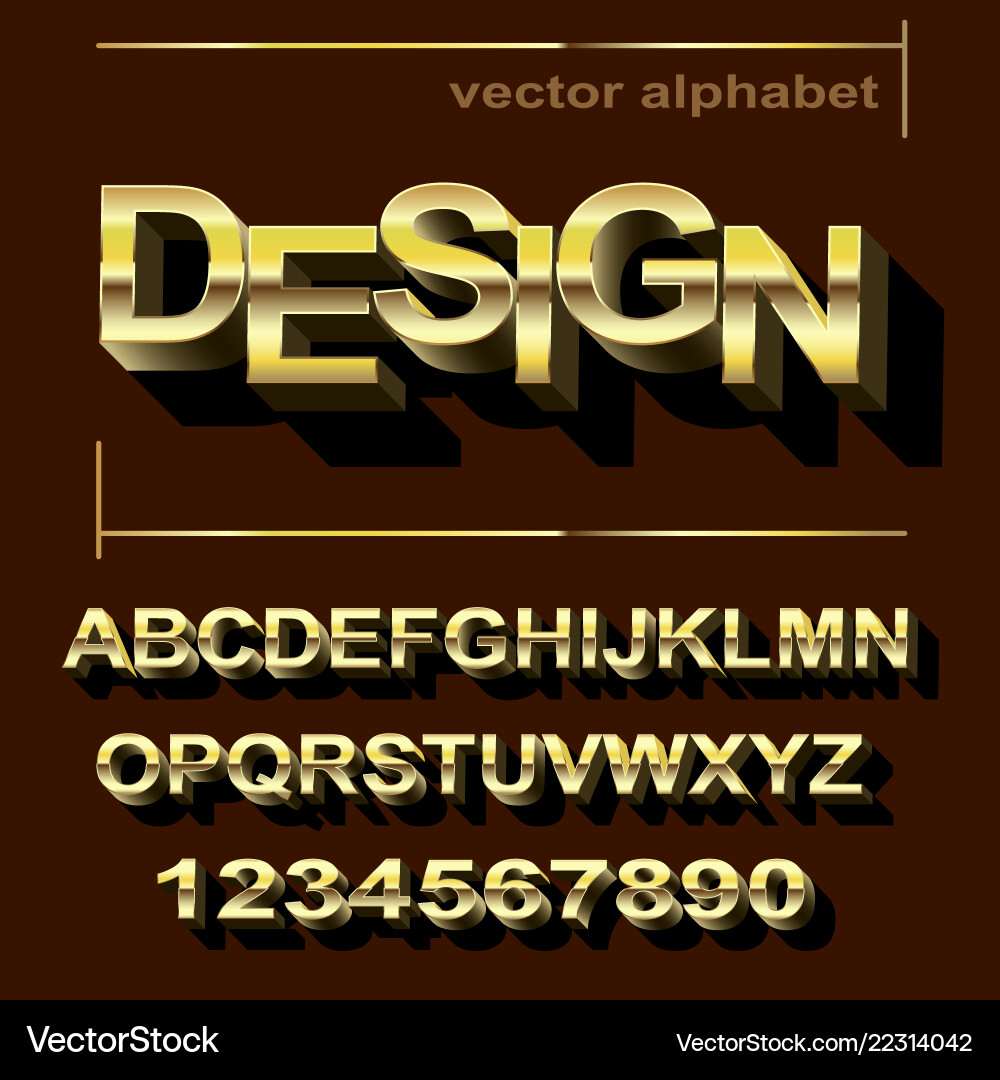 Golden font design for typography Royalty Free Vector Image