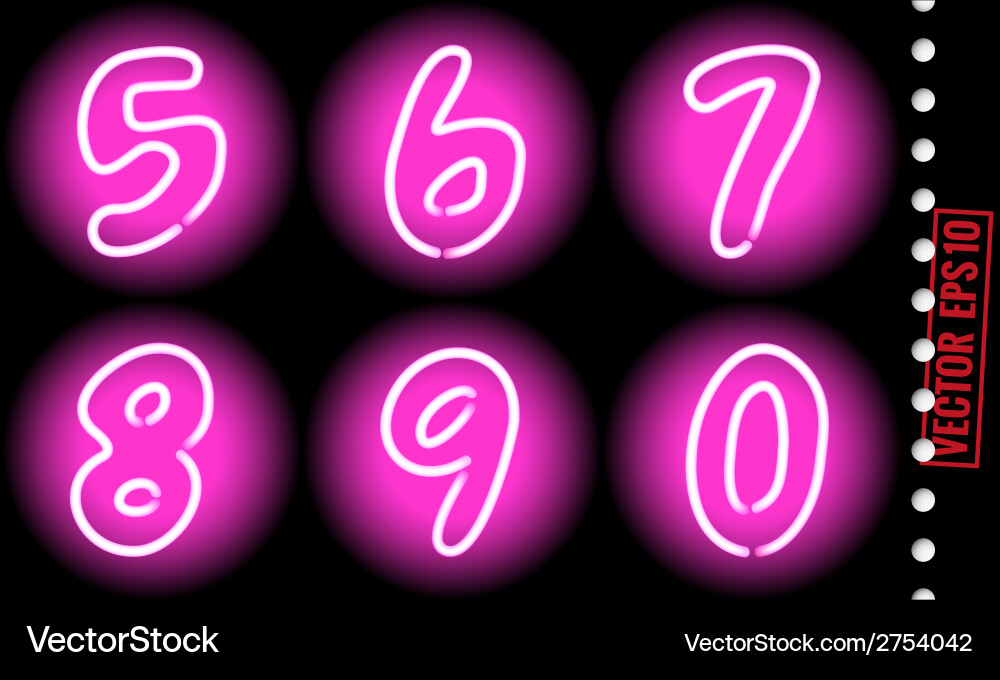 Neon numbers Royalty Free Vector Image - VectorStock