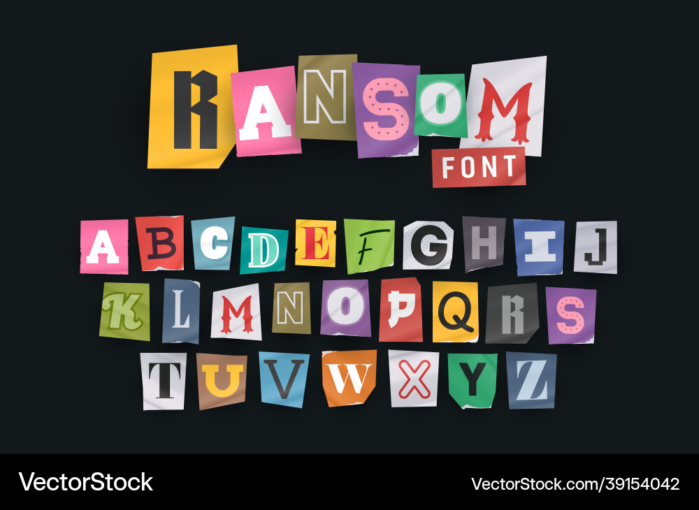 Paper style ransom note letter cut letters Vector Image