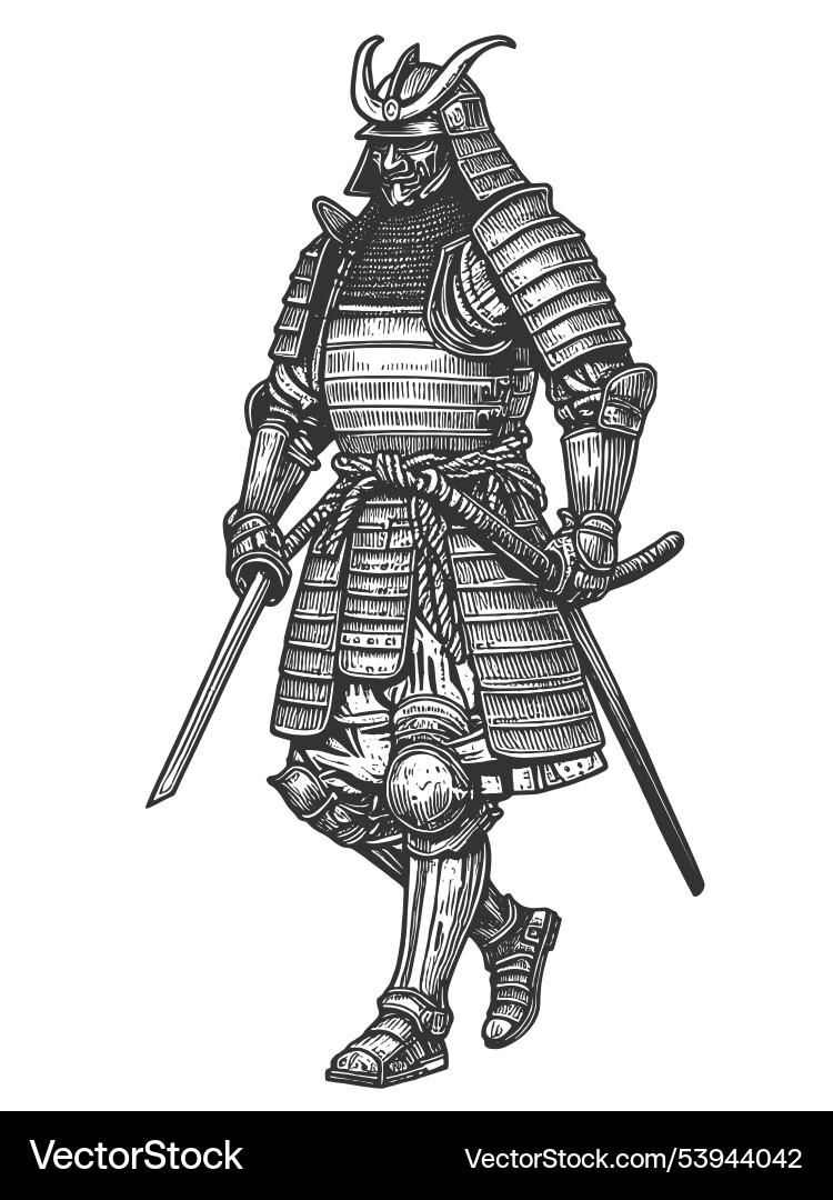 Traditional samurai warrior in full armor Vector Image