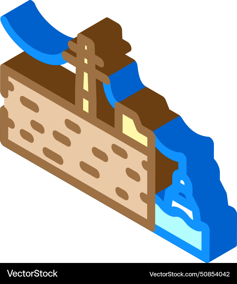 Wave transmission tidal power isometric icon Vector Image