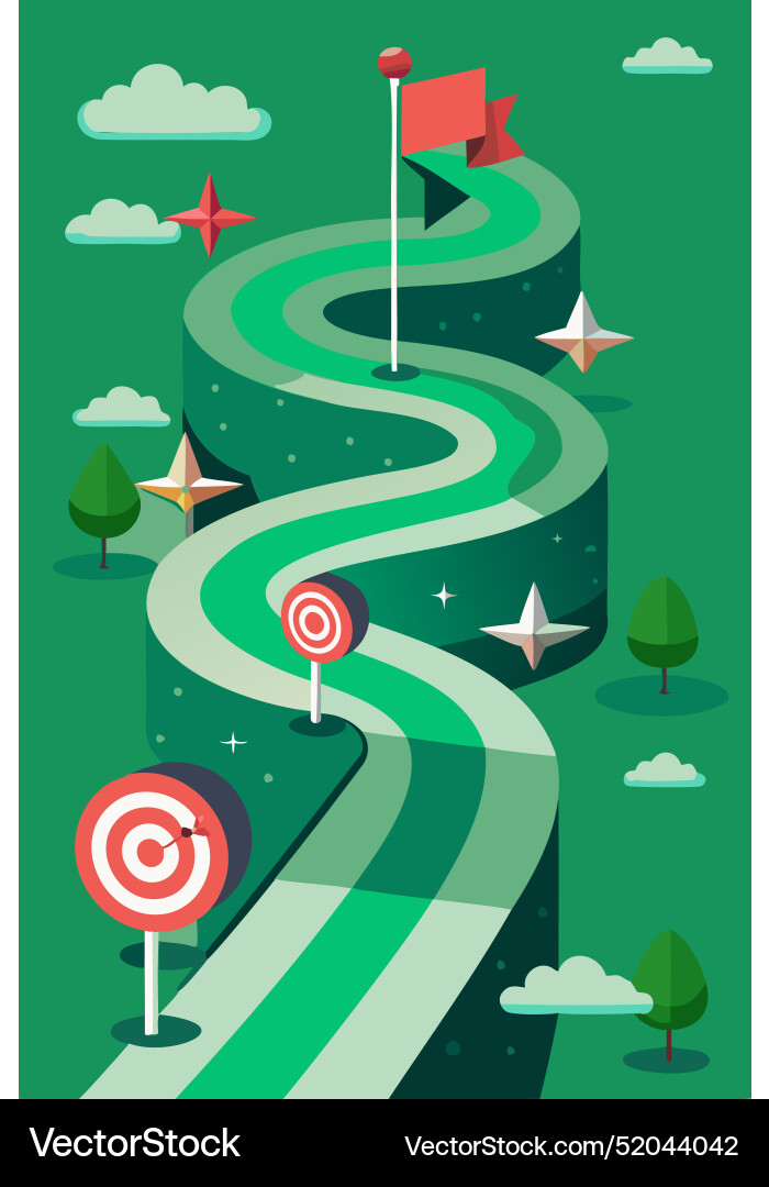 Winding path to success goal achievement Vector Image