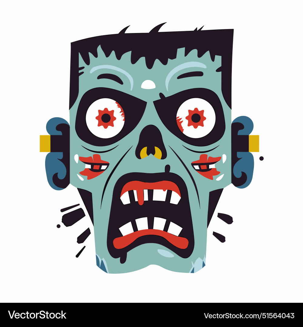 Cartoon zombie head screams angry Royalty Free Vector Image