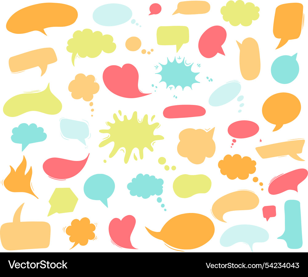 Discussion bubble set speech short Royalty Free Vector Image