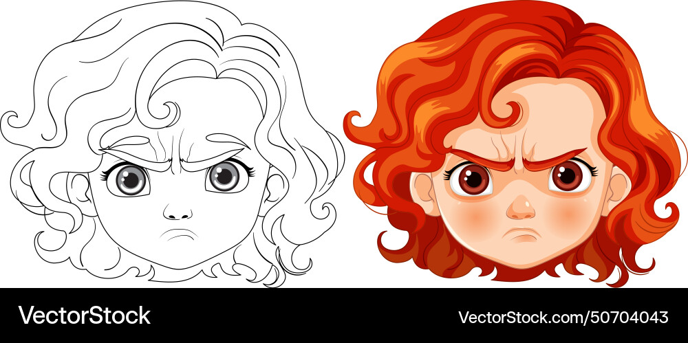 From sketch to colorful angry character Royalty Free Vector