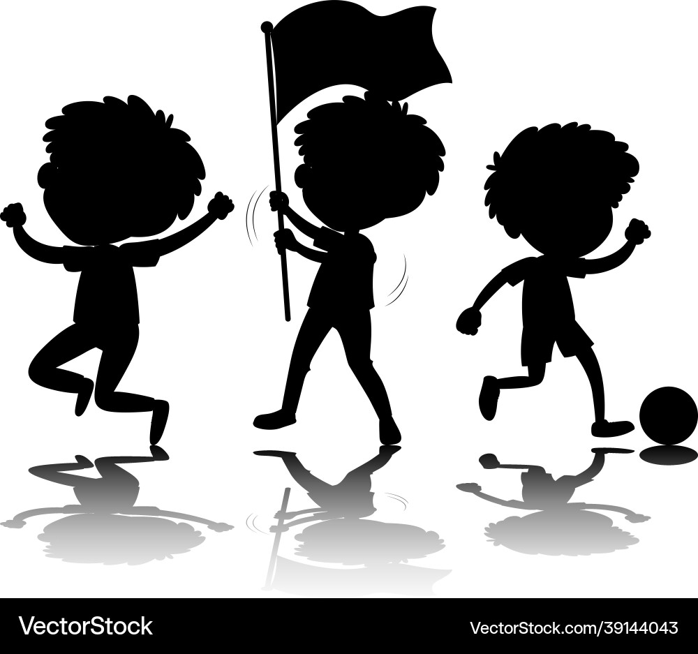 Kids Silhouettes with Reflections Royalty Free Vector Image