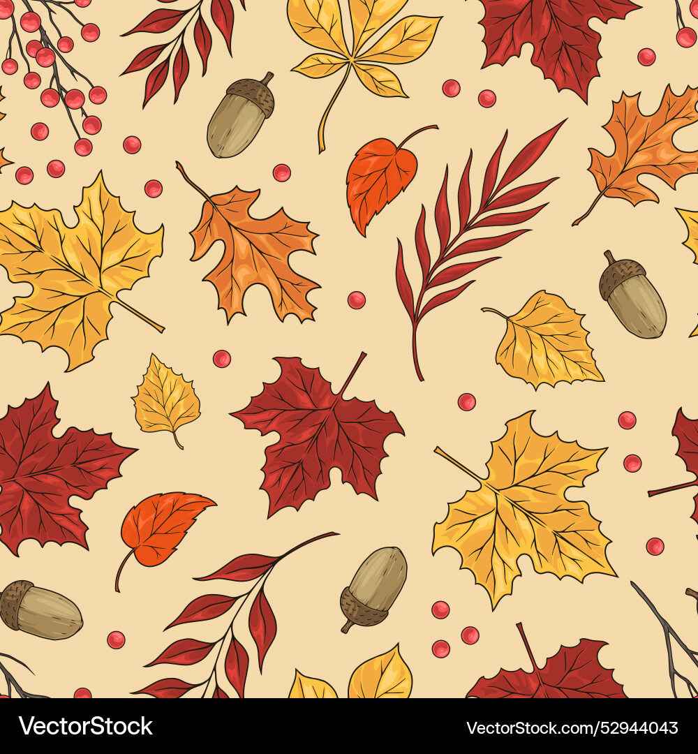 Leaf fall colorful seamless pattern Royalty Free Vector