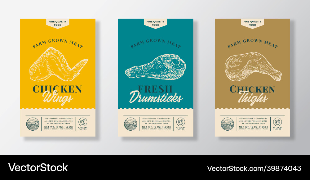 Poultry abstract packaging labels design Vector Image