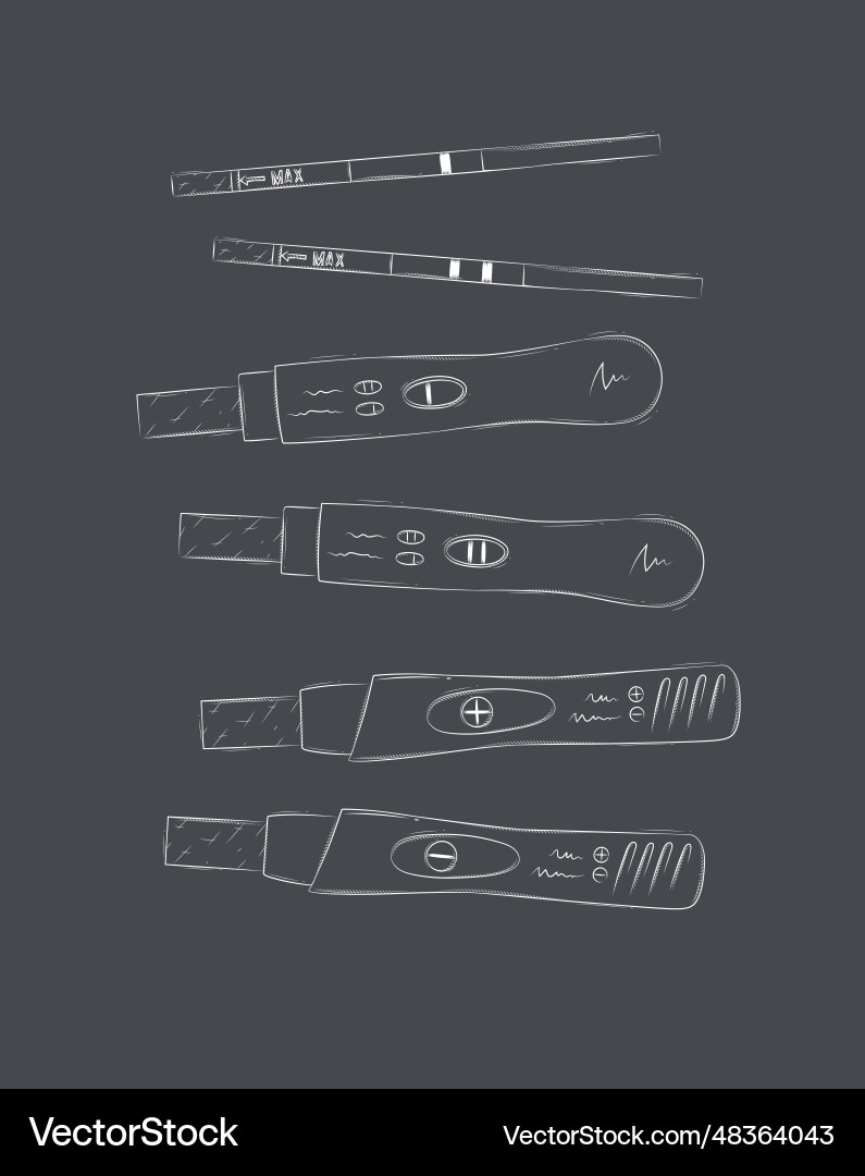 Pregnancy or ovulation tests composition black Vector Image