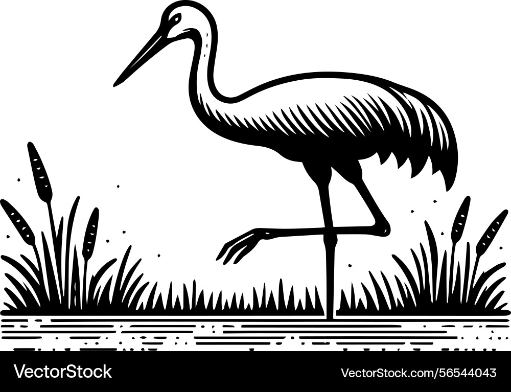 Simple sandhill crane side view icon vintage Vector Image