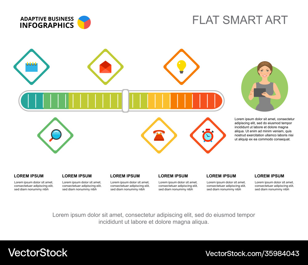 Six elements process chart template Royalty Free Vector