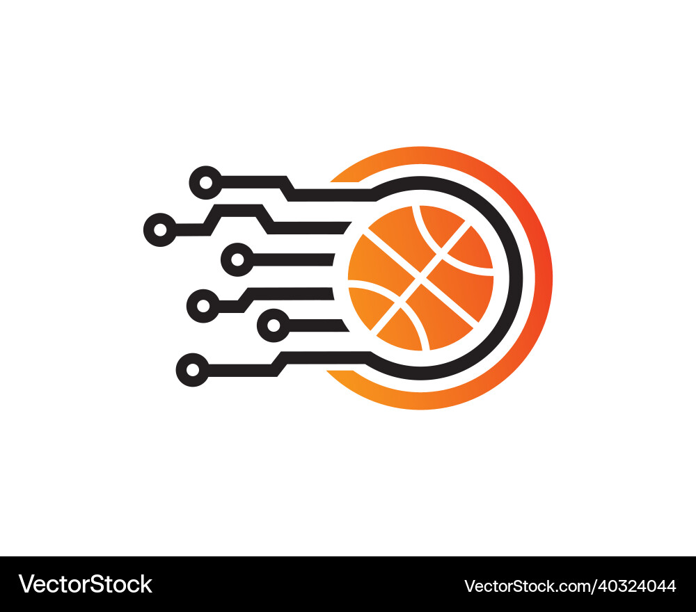 Basketball tech logo template design Royalty Free Vector