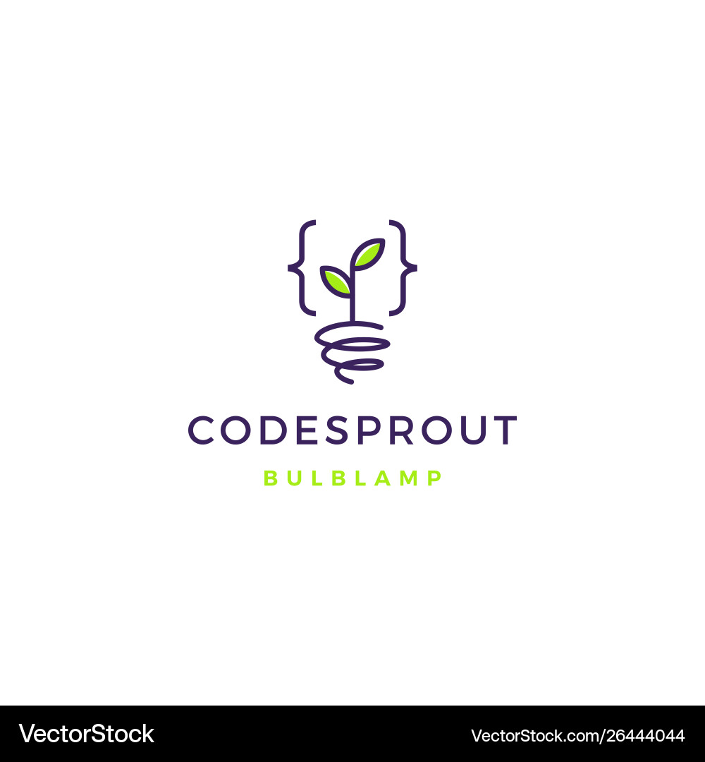 Code bulb leaf sprout logo icon Royalty Free Vector Image