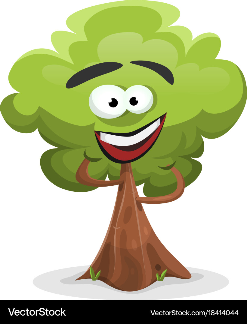 Funny cartoon tree character Royalty Free Vector Image