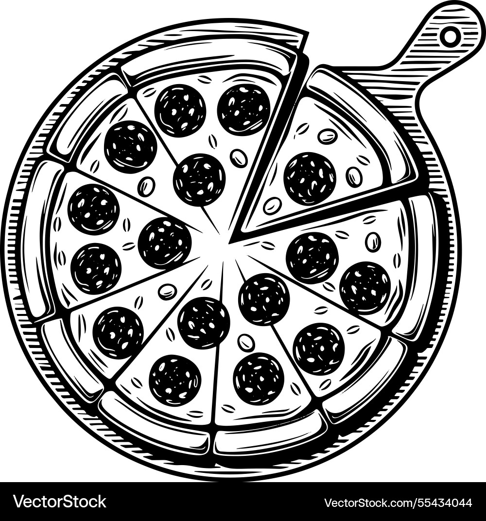 Pizza slice silhouettes art black and white with Vector Image
