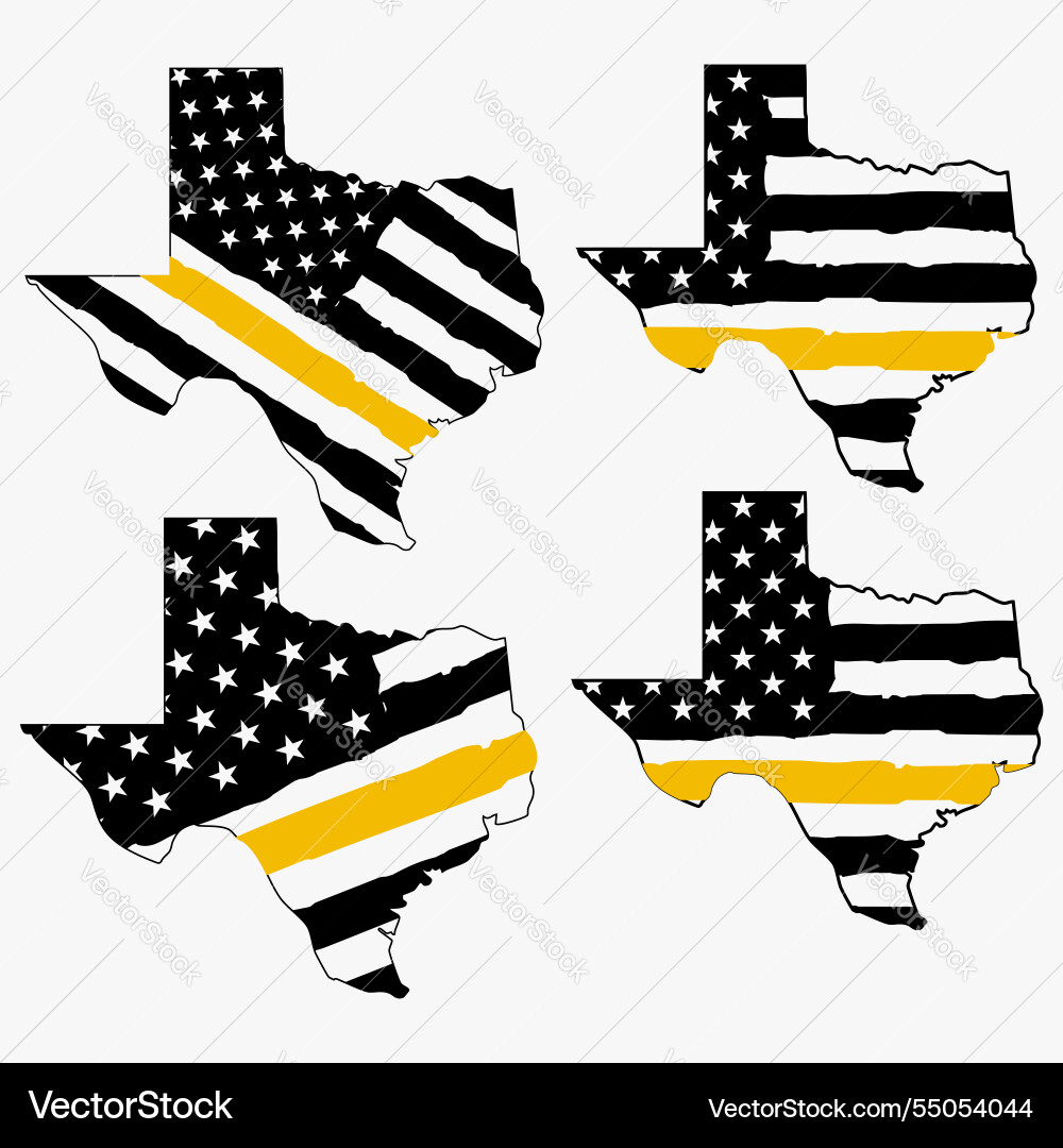 Thin yellow line texas usa flag Royalty Free Vector Image