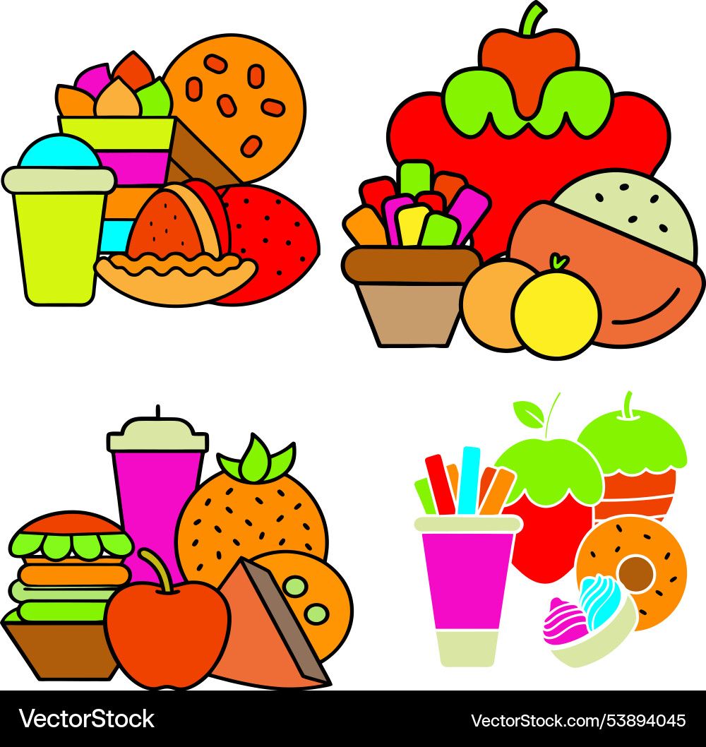 Bundle foods art Royalty Free Vector Image - VectorStock