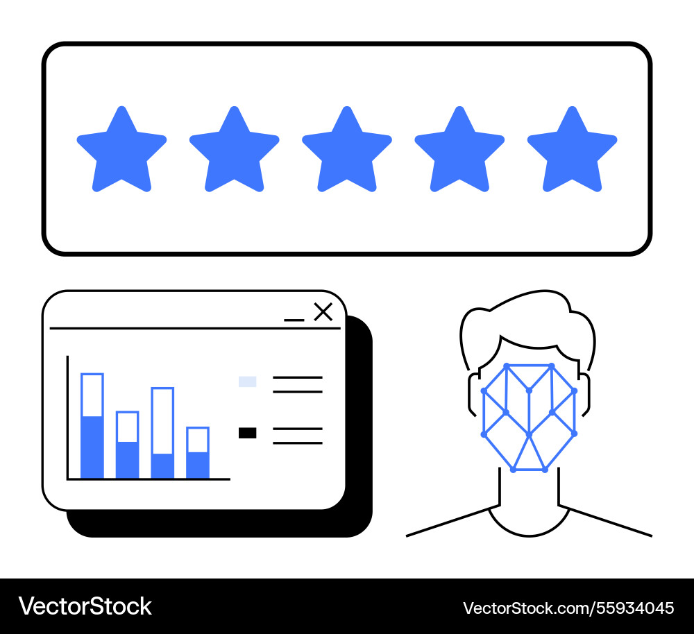 Customer rating data analytics and facial Vector Image