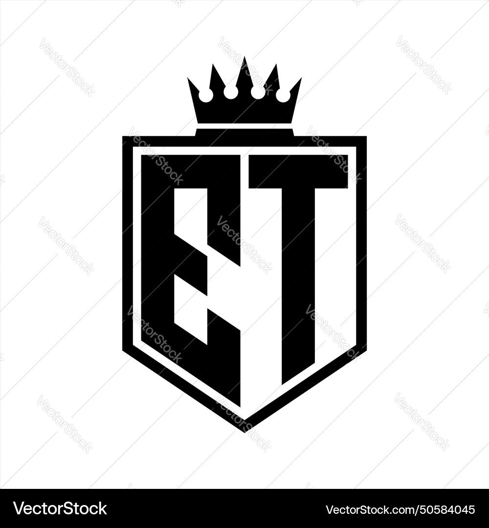 Et logo monogram bold shield geometric shape Vector Image