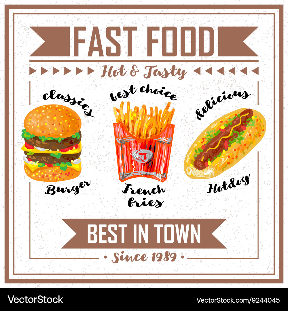 Fast food poster Royalty Free Vector Image - VectorStock