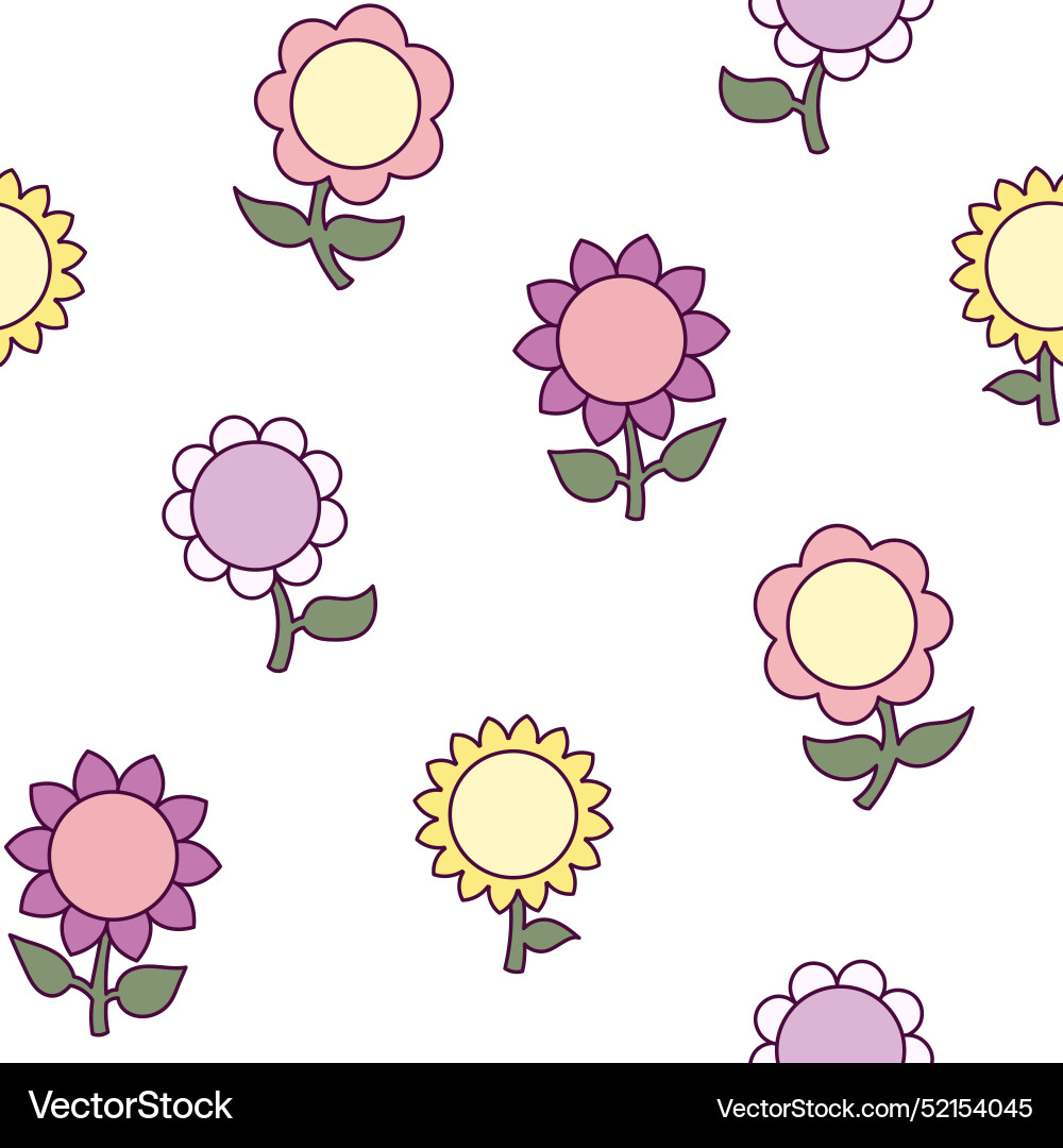 Flower with leaves seamless pattern Royalty Free Vector