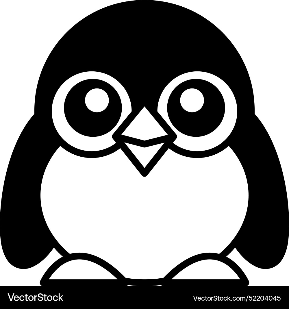Penguin in line icon style Royalty Free Vector Image