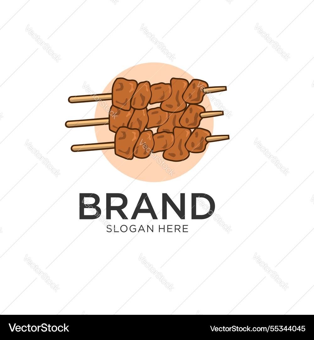 Satay logo design template for restaurant Vector Image
