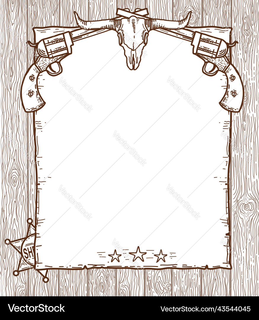 Wild west paper background hand drawn Royalty Free Vector
